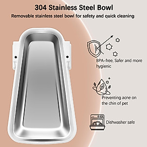 Hipidog Automatic Dog and Cat Food Feeder and Water Dispenser Set with Stainless Steel Bowls,Gravity Pet Food and Water Feeders,100% BPA-Free,Large Capacity for Cats Dogs Pets…(5L White)