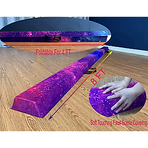 FC FUNCHEER Foldable Gymnastics Beam for Kids,6FT/9FT Floor Balance Beam,Non-Slip Base,Faux Suede Cover with Carrying Bag and Handles