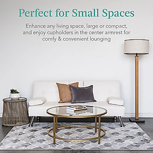 Best Choice Products Faux Leather Upholstered Modern Convertible Futon, Adjustable Folding Sofa Bed, Guest Bed w/Removable Armrests - White