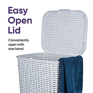 Superio Slim Deluxe Laundry Hamper Wicker, 60 Liter Ivory, Beige