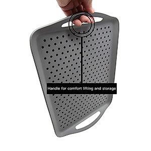 ChopMaster Rectangular Anti Slip Serving Tray with Handle (Large, Grey)