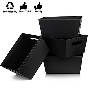 DEAYOU 5 Pack Gift Basket Empty, 12" x 10" Kraft Basket With Handle, 6 LB Cardboard Gift Basket Market Tray, Large Black Paper Basket Holder Container for Wine Gift, DIY, Food, Snacks, Crafts, Easter