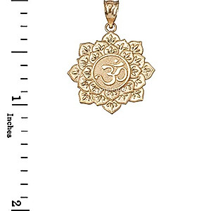 LA BLINGZ 14K Yellow Gold Om Lotus Mandala Charm Pendant
