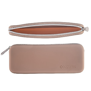 DIVERSEBEE Soft Silicone Pencil Case, Aesthetic Pencil Pouch with Zipper, Cute Pen Bag for School, Bible Journaling Supplies and Accessories, Pencil Organizer (Almond)