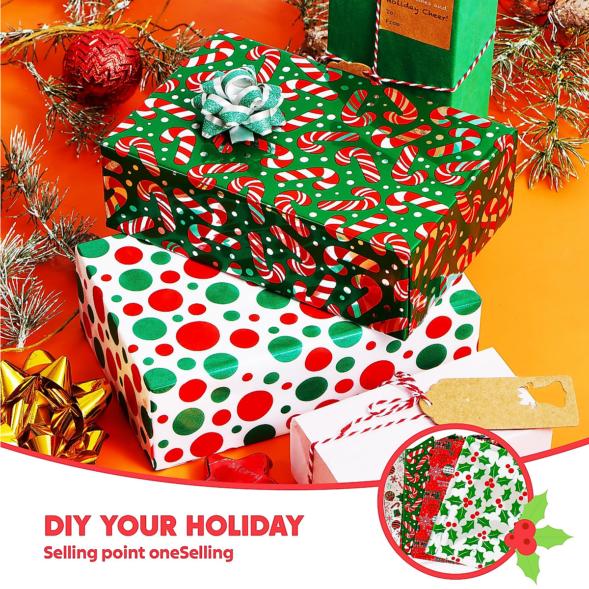 JOYIN 150 Sheets Tissue Paper Assortement Classic Christmas Design, present Wrap Paper, Accessory for Gift Boxes, Gift Wrapping Bags and Wine Bottles