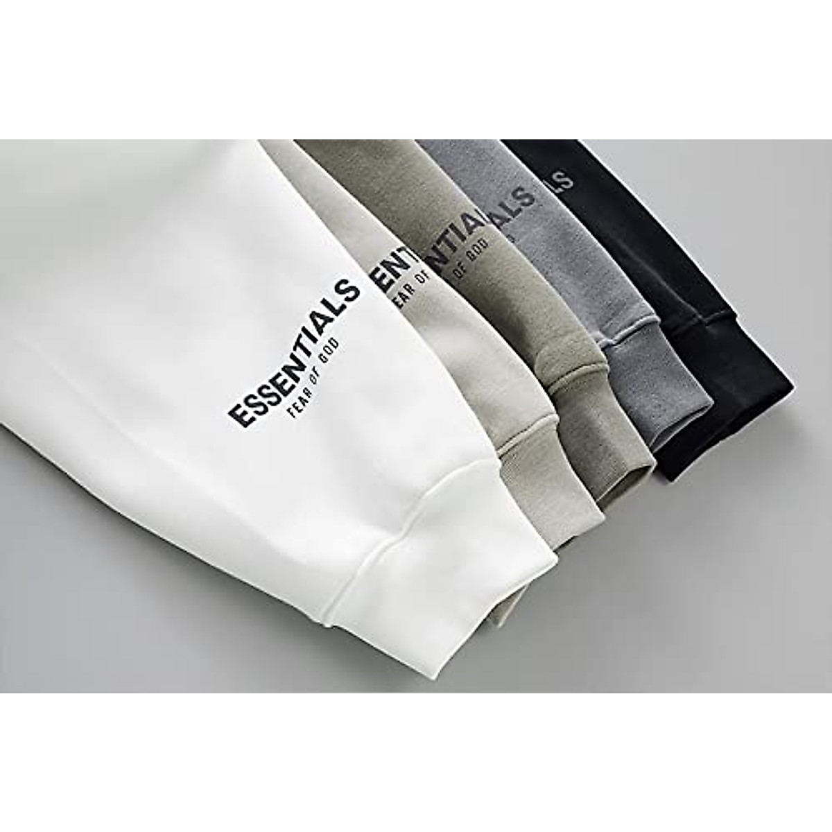 FEAR OF GOD ESSENTIALS Unisex Hoodie Hip Hop Couples Sweatshirt Pullover Printed Graphic Sportswear Tracksuit Sweater Kangaroo Pocket Small Black