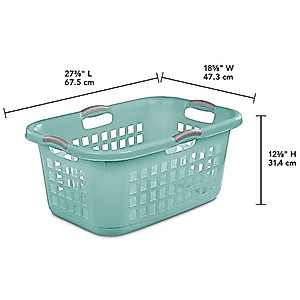 Sterilite 71 Liter Ultra Laundry Hamper, Egronomic Handles to Easily Transport Clothes to and from the Laundry Room, Aqua Chrome, 12-Pack