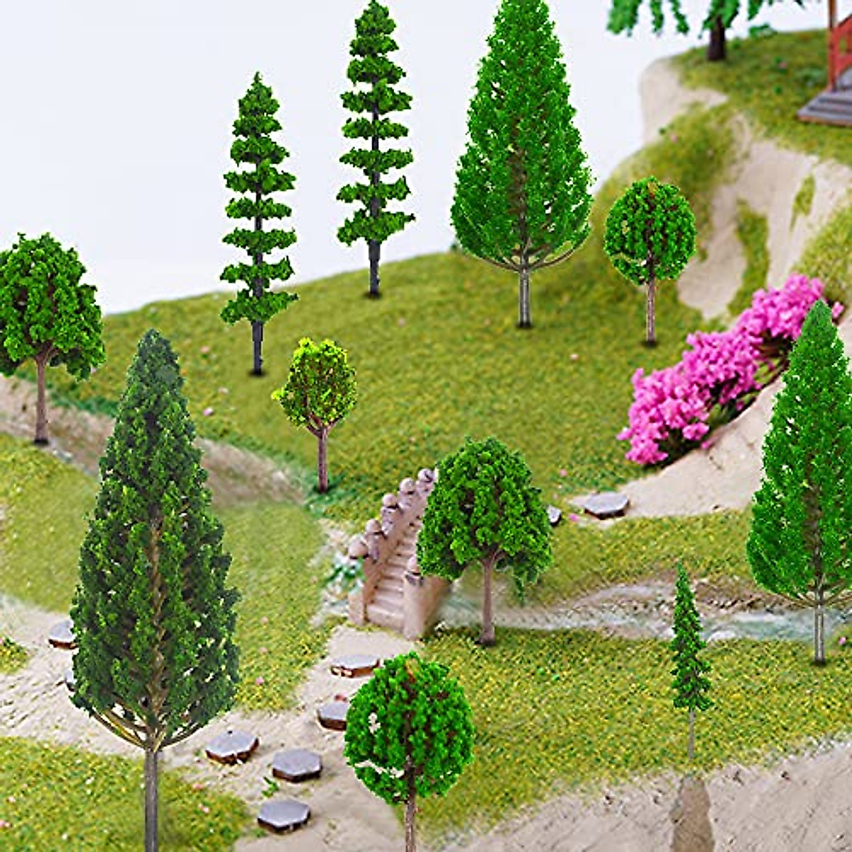 25pcs Model Trees Model Train Scenery Mixed Miniature Trees Artificial Wargame Trees Model Railroad Scenery Diorama Supplies Scenery Landscape