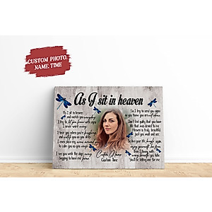 Personalized Memorial Gifts for Loss of Loved one, Sympathy Gift for Loss of Sister Daughter - As I Sit In Heaven - VTQ132 (16x12 inch)