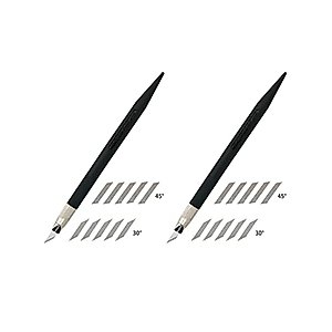 NT Cutter Resin Holder Precision Craft Knife Hobby Knife Black with Blade 45°x 5 and Blade 30°x 5 (D-400P) - 2 Pack