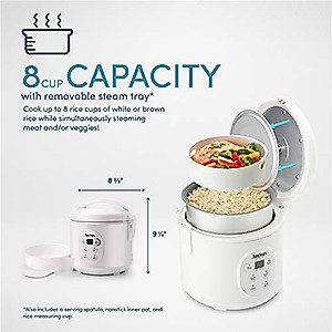 Aroma Housewares 8-Cup (Cooked) (4-Cup UNCOOKED) Digital Rice Cooker and Food Steamer (ARC-914D),White
