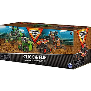 Monster Jam, 2-Pack Official Grave Digger and El Toro Loco Clip & Flip Monster Trucks, 1:43 Scale Kids Toys for Boys