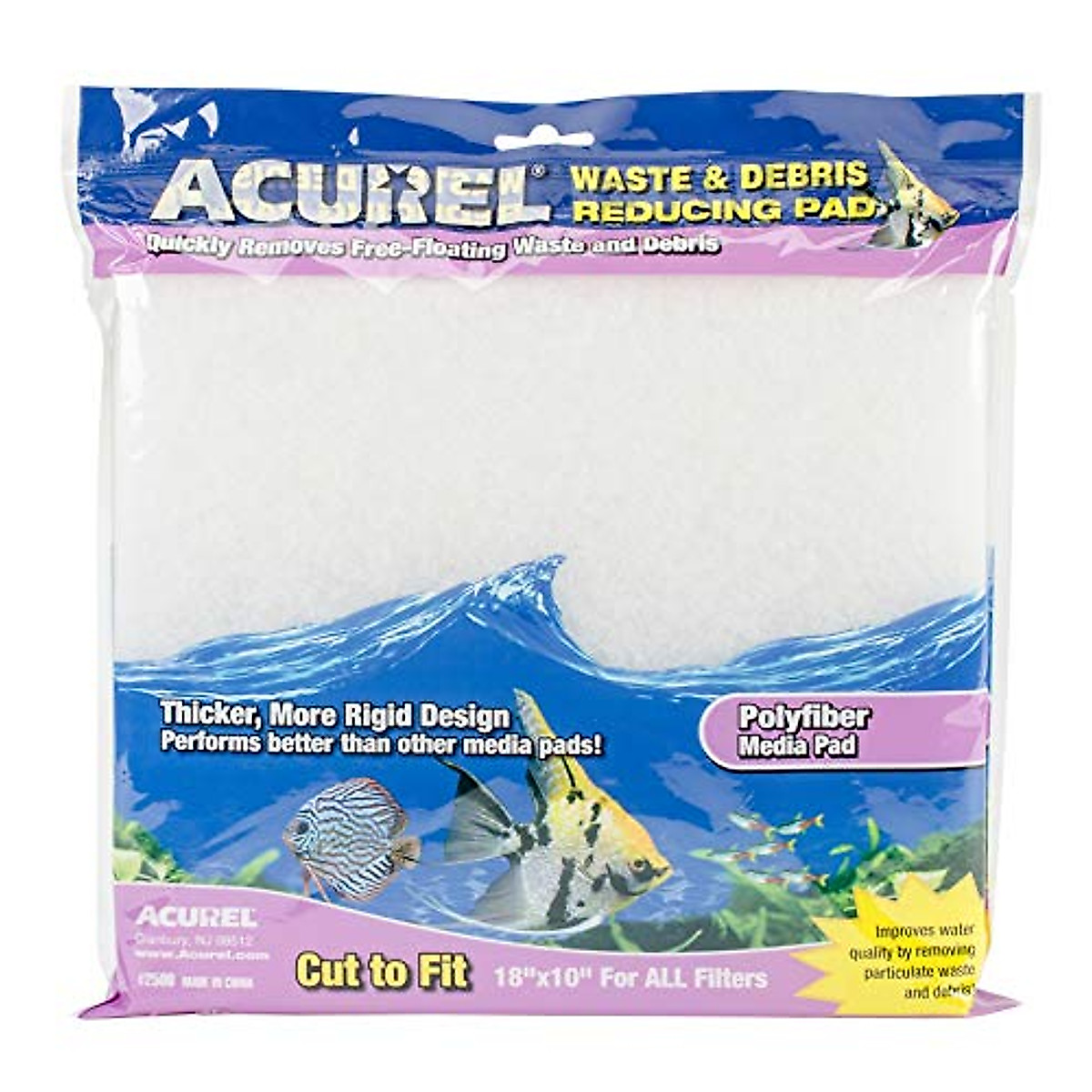 Acurel 3 Pack of Waste and Debris Reducing Media Pad, 18 by 10 Inch, Polyfiber Media Pad for All Aquarium Filters