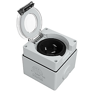 MaxLouder 50 Amp 125/250Volt Generator Power Inlet Box,NEMA SS2-50P 12500W Outdoor Dustproof and Weatherproof for Electric Vehicles,Generators,Welding Machines,etc.ETL Listed.