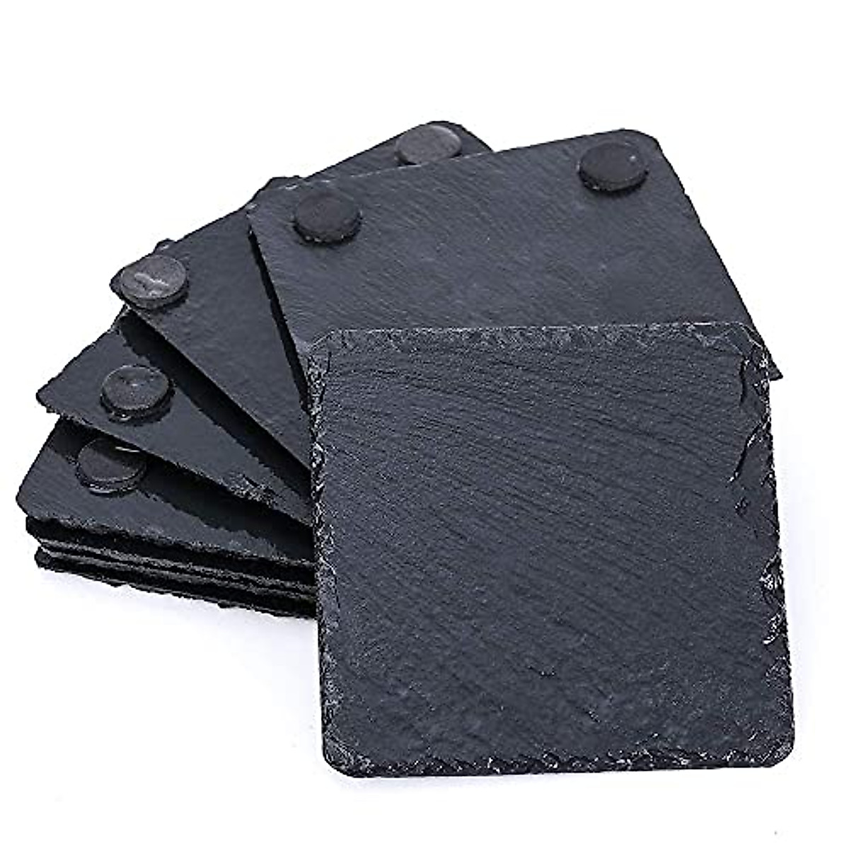 Slate Drink Coasters Set of 10-4" x 4" Drink Coasters Handmade Coasters for Bar and Home, Black