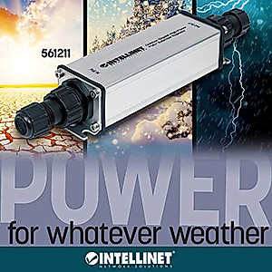 Intellinet Outdoor Gigabit PoE+ Extender Repeater – POE IP65 Rating – 25W Power Budget via Cat5e Cat6 RJ45 Ethernet Network Cables, Daisy-Chain – 3 Yr Mfg Warranty – 561211