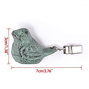 OwnMy Set of 4 Tablecloth Weights Clip on, Pendant Tablecloth Weights Kit with Cast Iron Antique Birds, Cloth Weights Clip for Outdoor Garden Party Picnic Tablecloths, Heavy Tablecloth Clips (Green)