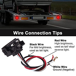 4Pcs 4 Inch Round Led Trailer Tail Lights Red 24 LED Waterproof 4" Brake Stop Turn Tail Marker Trailer Lights Sealed Flush Mount for Truck Trailer RV Boat Jeep UTE UTV 12V Grommet and Plug Included