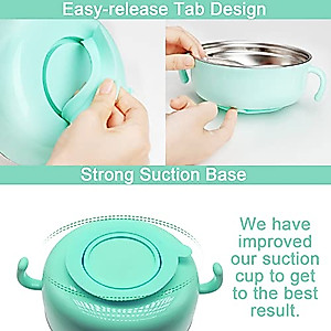 Qianliyer Stainless Steel Toddler Plates Set - Make Mealtime Fun and Warm With Insulated BPA Free Baby Bowl, Lid and Handle,Suction Bowls for Toddlers & Kids with Utensils (Pink)