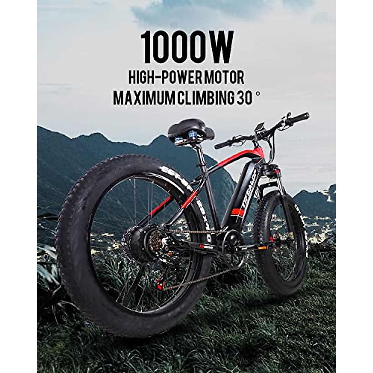 COFANSON Electric Bike for Adults - 1000W Ebike with 33 MPH 60 Miles Range, 26" x 4.0" Off-Road Fat Tires Electric Bicycle 7 Speed E Bike 864Wh (48V18Ah) Removable Battery…