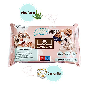 L&L LONG LIFE Dog Wipes XXL Size 8x12 inch Cat Cleaning Wipes, Extra Sticky Dog and Cat Lint Remover for Pet Hair Removal