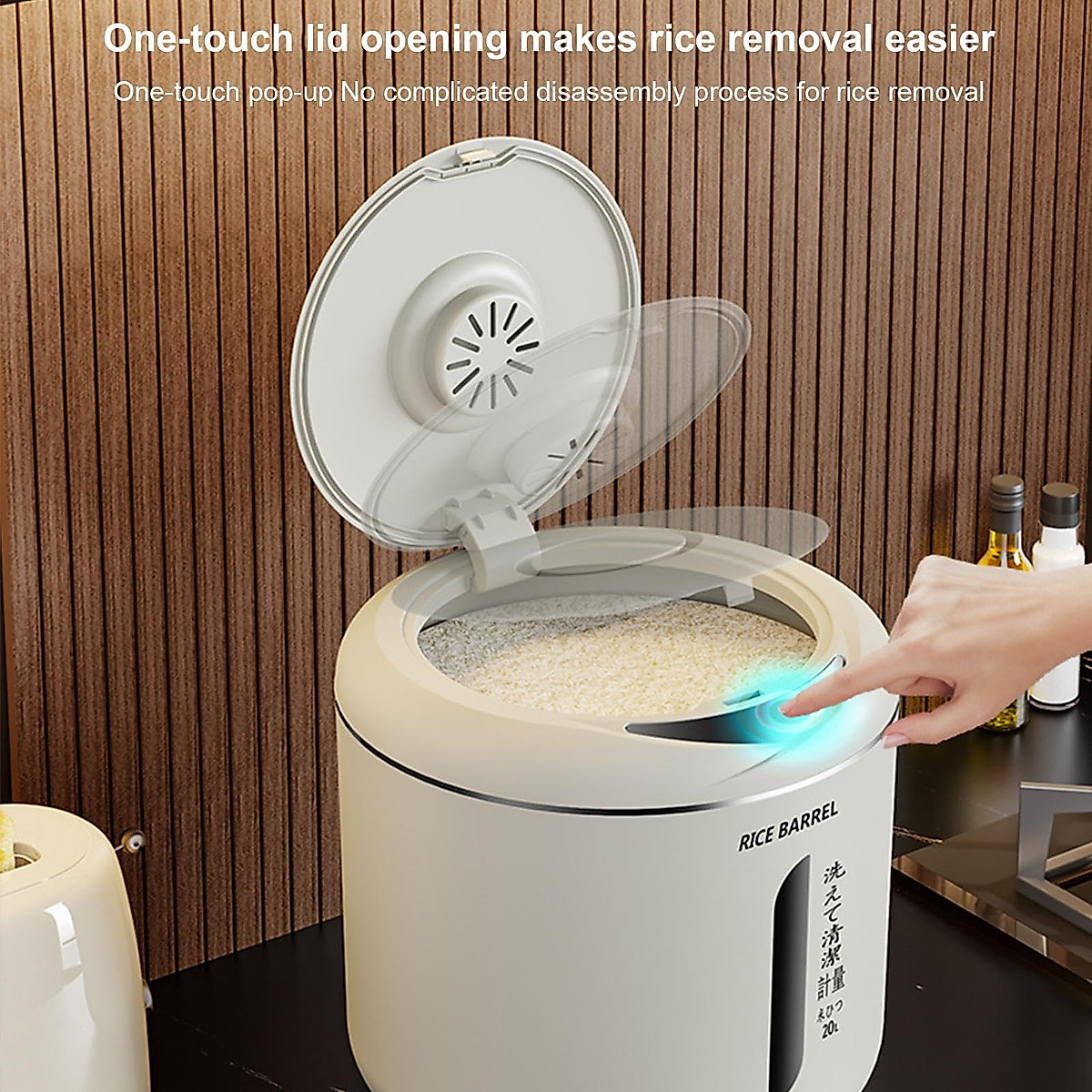 Rice Airtight Storage Container - Cereal Dry Food Flour Bin, Moisture Proof Barrel | Large Capacity Grain Storage Box Rice Dispenser, Kitchen Dry Food Storage Bin Cereal Containers for Flour Pasta