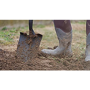 Hooyman Digging Shovel with Heavy Duty Carbon Steel Head Construction, Ergonomic No-Slip H-Grip, Oversized Steps, and Serrated Blades for Gardening, Land Management, Yard Work, Farming and Outdoors