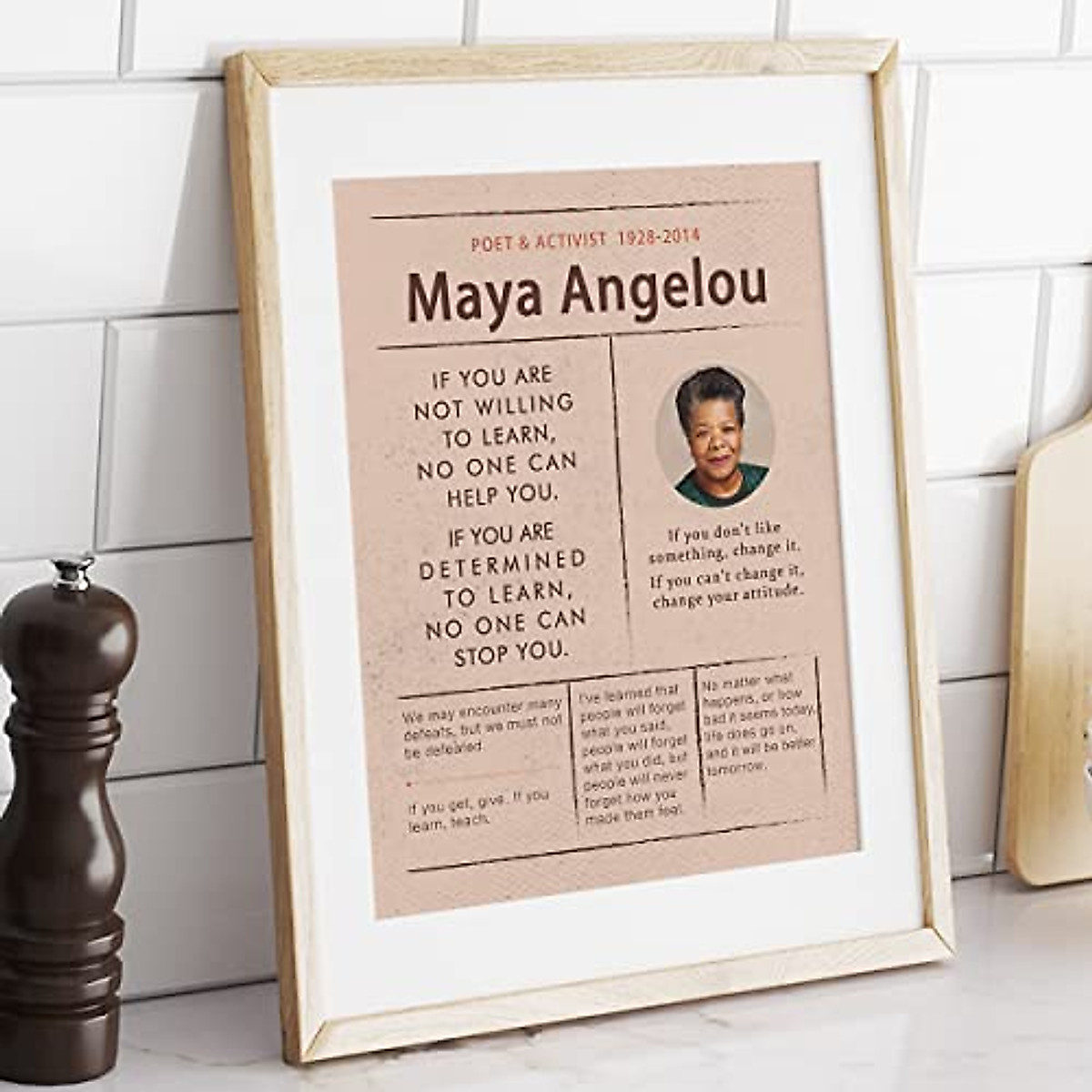 Motivational Poster Wall Art - Office Wall Art & Decor - Positive Quotes Wall Decor - Encouragement Gifts - Positive Sayings for Wall Decor - Inspirational Wall Art Maya Angelou Quote, 8x10" Unframed