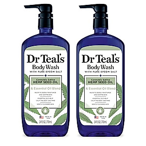 Dr Teal's Body Wash with Pure Epsom Salt, Cannabis Sativa Hemp Seed Oil, 24 fl oz (Pack of 2) (Packaging May Vary)