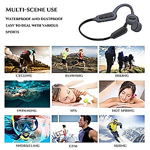 LeBoomon Waterproof Bone Conduction Headphones Wireless Bluetooth 5.0 Built-in 16G Mp3 Player IP68 Waterproof Swimming Headset with Mic for Running Swimming Cycling Gym
