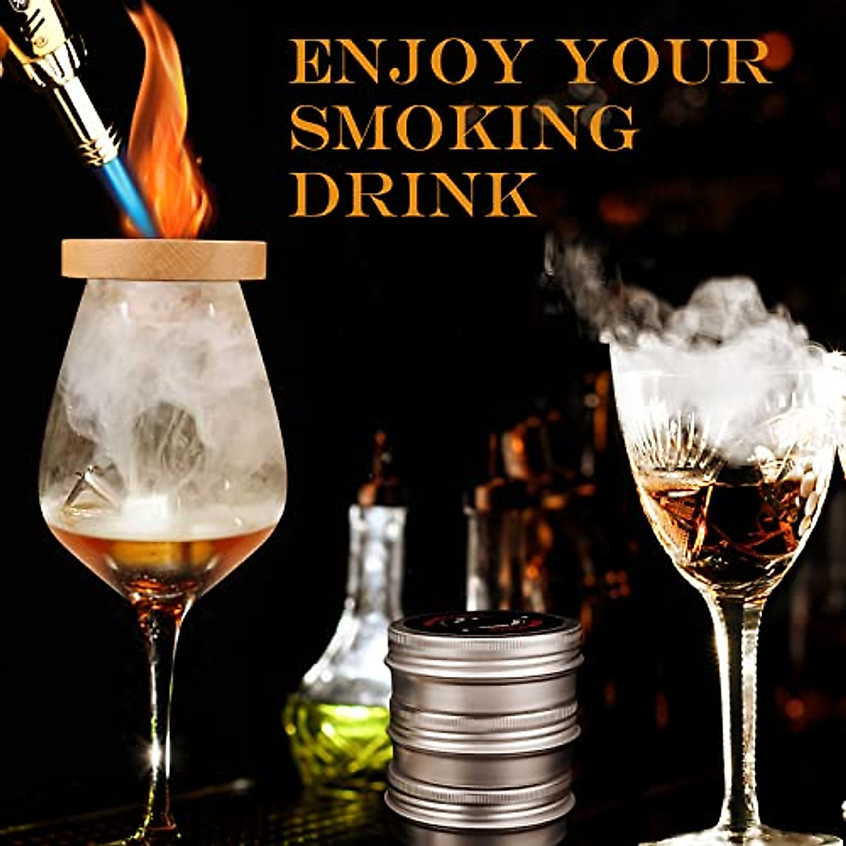 Cocktail Smoker Kit for Drinks, Zyceecby Cocktail Smoker Kit with Oak, Pecan, Cherry, Apple Wood Chips, Old Fashioned Whiskey Drink Smoker, Best Gift for Husband, Father and Cocktail Lovers