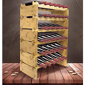 Sorbus Stackable Bamboo Wine Rack — Classic Style Wine Racks for Bottles — Perfect for Bar, Wine Cellar, Basement, Cabinet, Pantry, etc. (6-Tier)