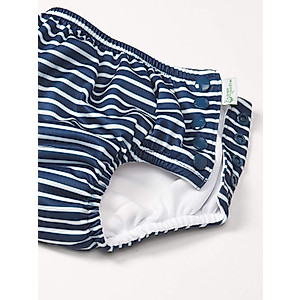 green sprouts Boys' Snap Swim Diaper, Navy Stripe, 18 M