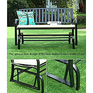 JOZZY Outdoor Garden Bench,Outdoor Garden Double Rocking Chair, Leisure Courtyard Terrace Metal Bench, Comfortable and Durable Outdoor Swing Glider, Weatherproof Steel Frame, for Porch/Backyard