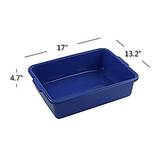 Xyskin Plastic Rectangle Utility Bus Box, Commercial Totes Tubs, Blue, 4 Packs