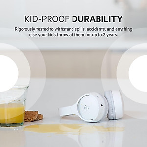 Belkin SoundForm Mini - Wireless Bluetooth Headphones for Kids with 30H Battery Life, 85dB Safe Volume Limit, Built-in Microphone - Kids On-Ear Earphones for iPhone, iPad, & More - White w/ Case