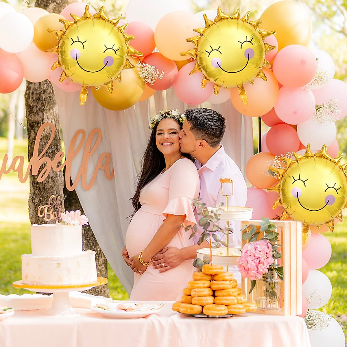 HAIOPS Sun Flower Foil Balloons Smiley Sunshine Sun Aluminum Balloon Birthday Wedding Decoration 26 Inch, 5 Pcs