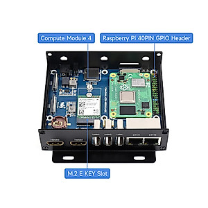 WIFI6 Dual Ethernet Base Board Box for Compute Module 4 with Metal Case, Compatible with WiFi AX210 & AX200 Module, Onboard Gigabit Ethernet RJ45 Connector x1, 100M Ethernet RJ45 Connector x 1,etc