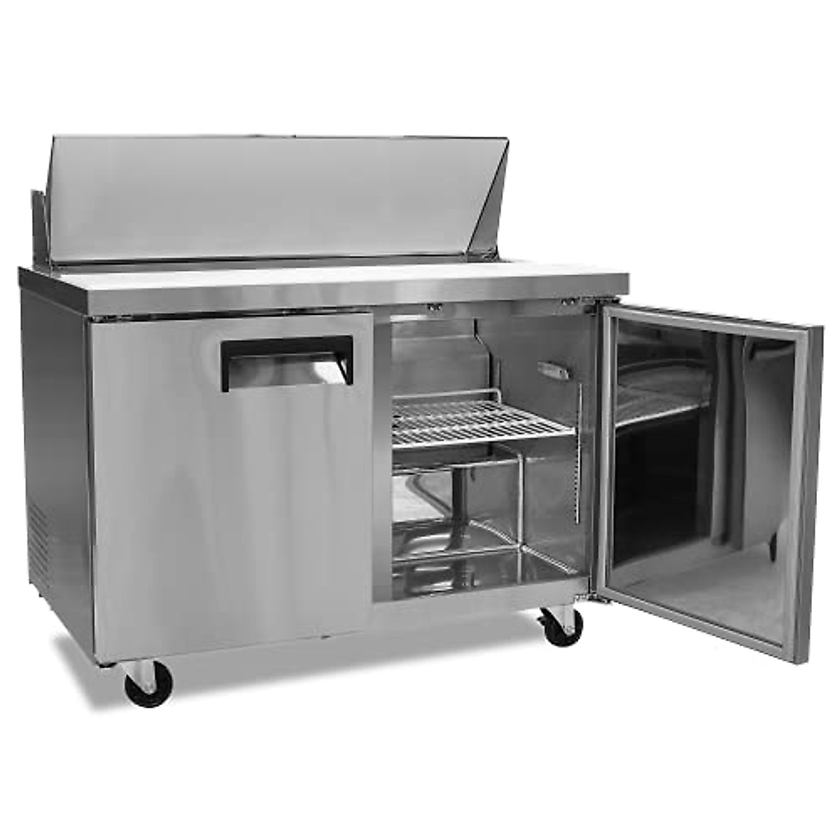 FSE 47-Inch Two-Door Refrigerated Commercial Salad/Sandwich Prep Table, 12 Cubic Feet, Stainless Steel, 115 v, (MRSL-2D)