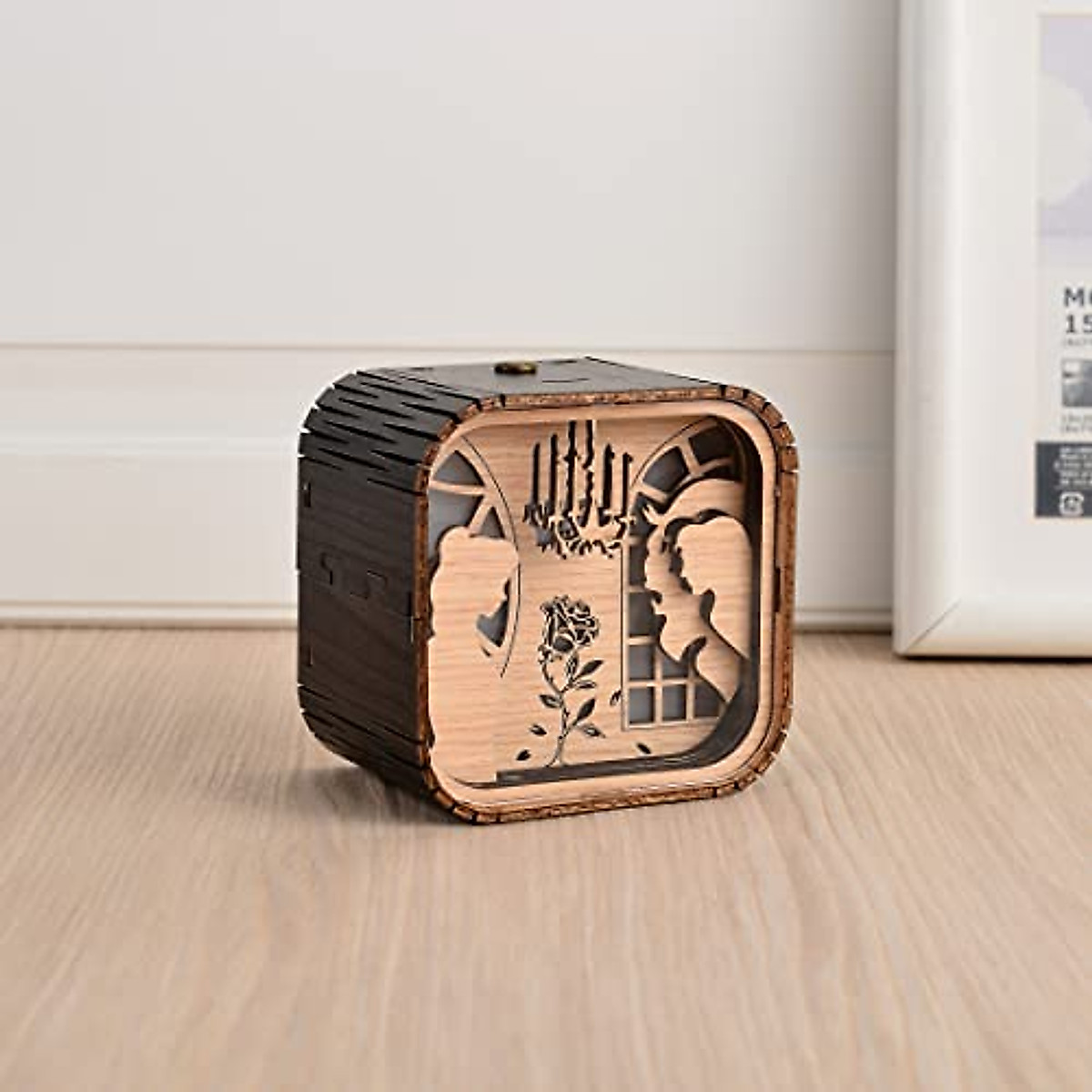 MissLiGarden Handmade Music Box, Vintage Wooden, Classic, Oriental Temple, Best Gifts for Wife Husband Girlfriend Boyfriend Girl Boy Son Daughter, Birthday, Beauty and The Beast (8 Songs Option)