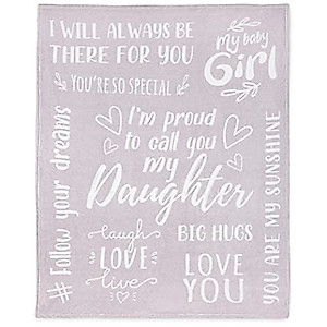 EasyFluffy Daughter Fleece Blanket from Mom or Dad – Pure Fleece Throw Blankets – Versatile Outside Light Throw Blankets – to My Daughter Fleece Blanket – Inspirational Message, 50" x 60" (Lilac)