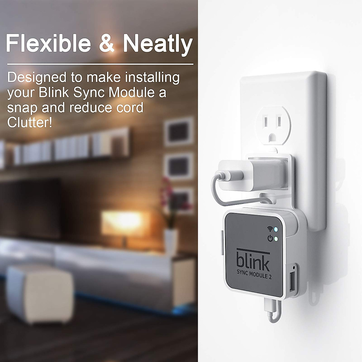 All-New Blink Outdoor Camera Housing and Mounting Bracket, Weather Proof Protective 360 Degree Adjustable Mount with Blink Sync Module 2 Outlet Mount for Blink Home Security Camera (White(3 Packs))