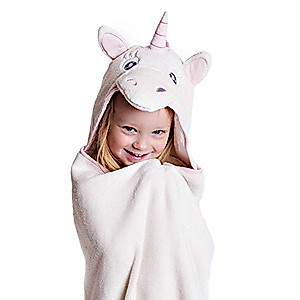 Little Tinkers World Premium Hooded Towel for Kids | Unicorn Design | Ultra Soft and Extra Large | 100% Cotton Bath Towel with Hood for Girls