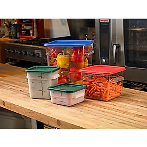 Carlisle FoodService Products Squares Square Food Storage Container with Stackable Design for Catering, Buffets, Restaurants, Plastic, 4 Quarts, White