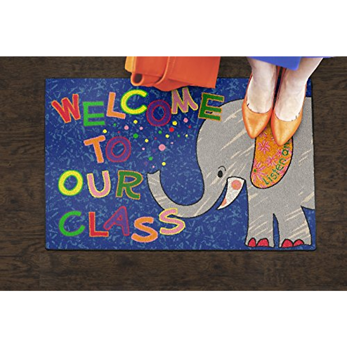 Flagship Carpets Childrens Multicolor Welcome Mat for Classroom or Kids Home School Room, Kids Room and Playroom or Entryway Rug, 2' x 3', Elephant
