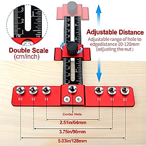 YoHold Cabinet Hardware Jig Tool, Aluminium Alloy Adjustable Cabinet Handle Install Template Tool, Punch Locator Drill Template Guide, Cabinet Hole Drilling Template for Knobs, Handles,Pulls,7 Holes