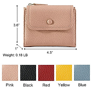 Sunwel Fashion Women's Small Zipper Bifold Wallet Card Holder ID Window Purse Zip Coin Pouch for Ladies