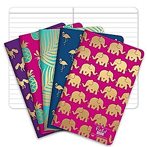 Elan Publishing Company Field Notebook / Pocket Journal - Gold Foil Patterns - Lined Memo Book (3.5"x5.5") - Pack of 5