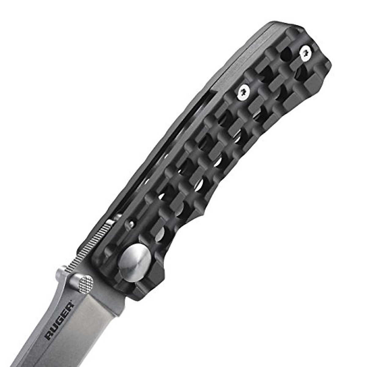 CRKT Ruger Go-N-Heavy Compact EDC Folding Knife with Sheath: Heavy Duty Outdoor, Everyday Carry, Plain Edge Blade, Thumb Stud, Liner Lock, Aluminum Handle, Nylon Sheath R1803