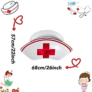 CYMYLAR Nurse Cap Balloons/Nurse Party Decorations/Nurse Graduation Decorations/Nursing Graduation Party Supplies/Nursing School Graduation Party Decorations/Nurse Balloons (White 2 PCS)